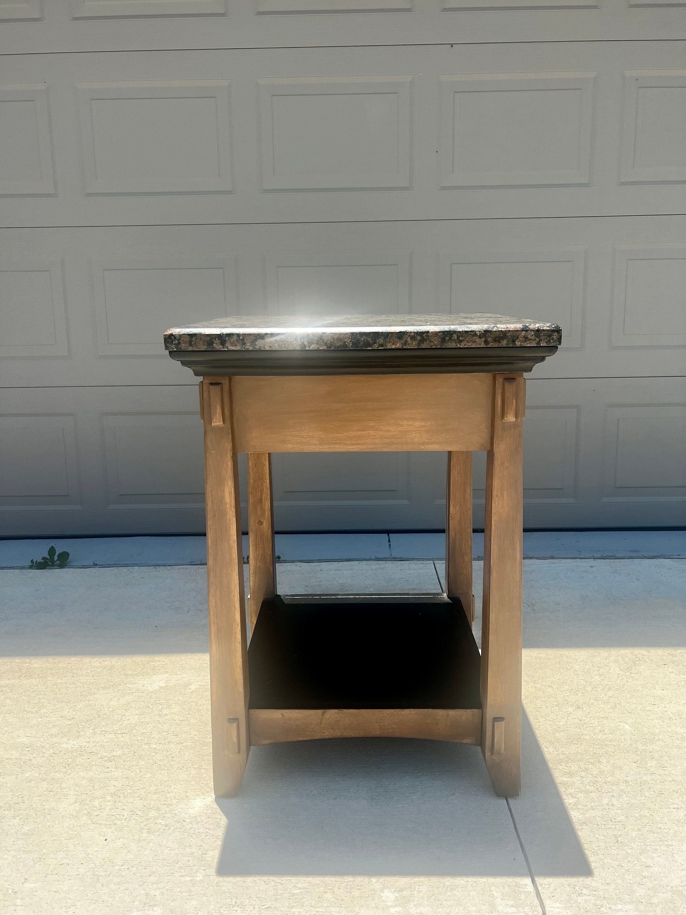Baltic Brown Polished Granite Wood End Table - Etsy