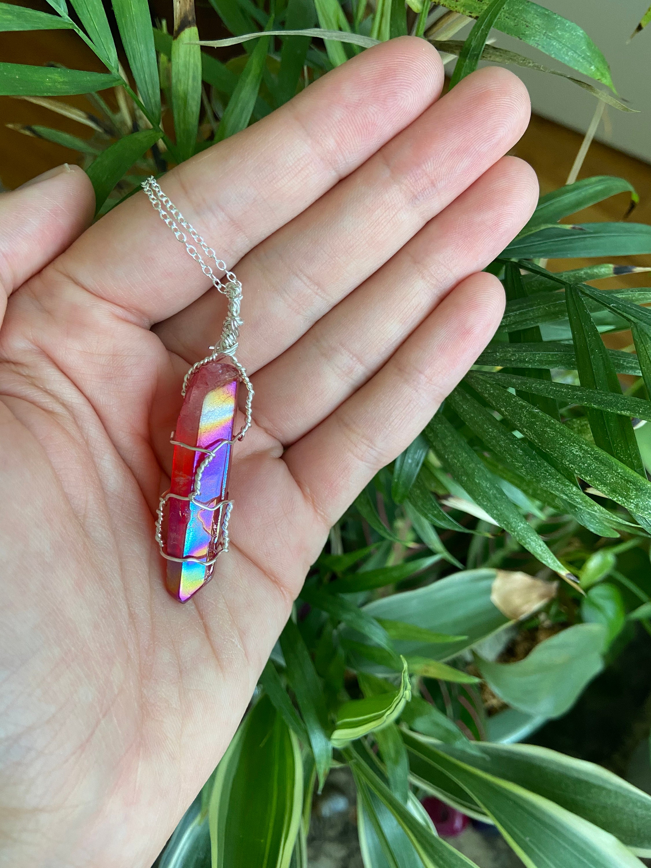 Ruby Aura Quartz Necklace Red Aura Quartz Necklace Red Aura - Etsy