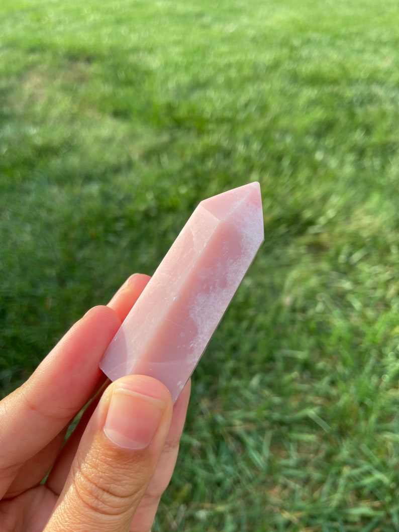 Pink Opal Tower Pink Opal Wand Healing Crystal Wand Calming | Etsy