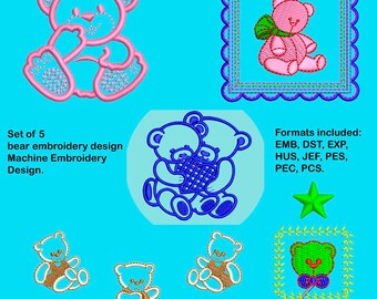Bear Embroidery Design Bear Machine Embroidery Bear - Etsy