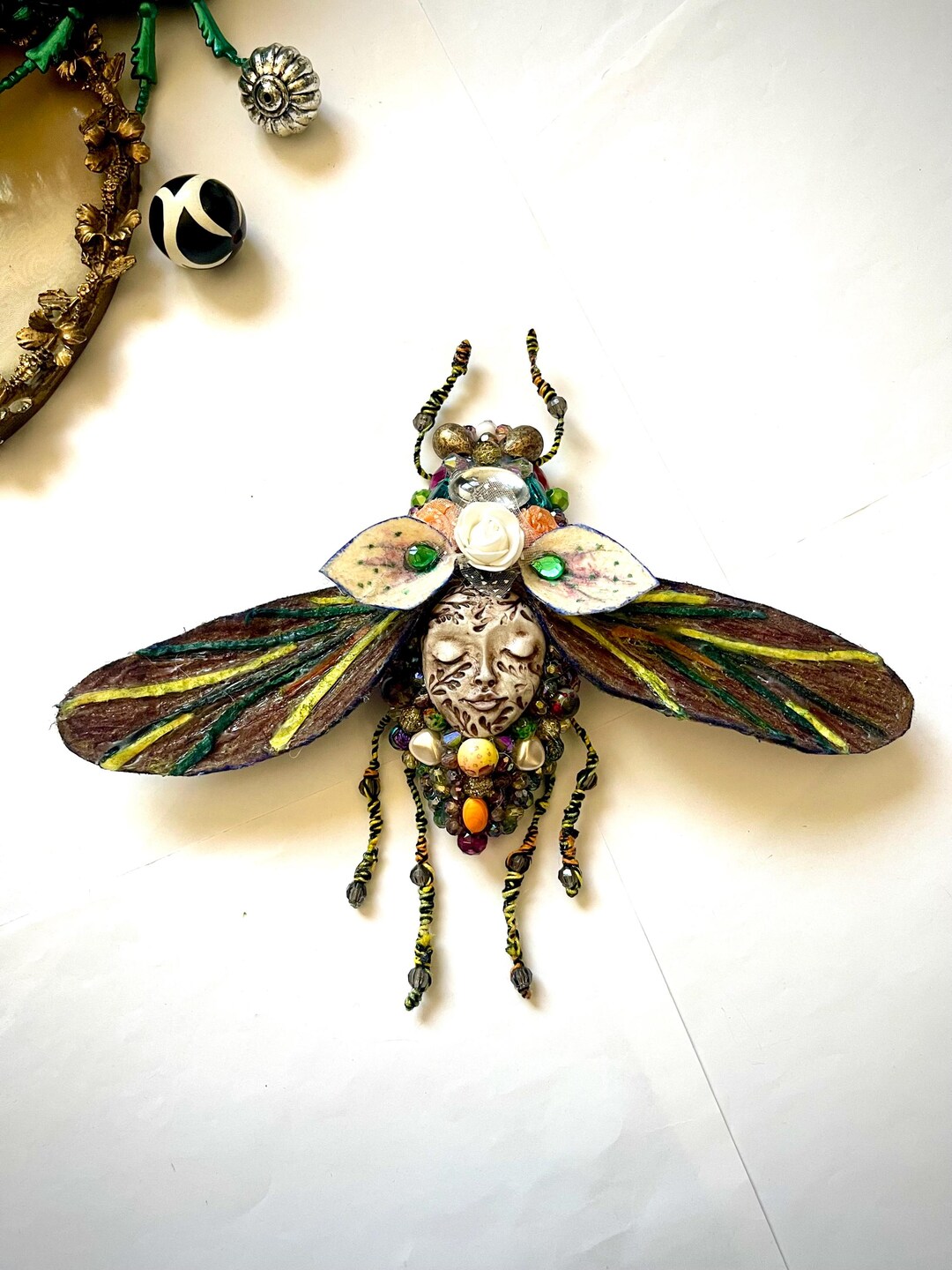 Cedar Mocha Brown Open Wing Foliage Goddess Cicada Bug Wall Decor ...