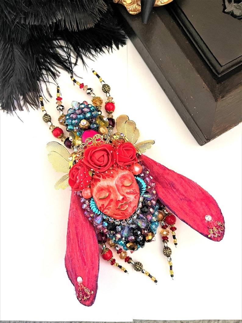 Crimson Red Foliage Goddess Beetle Bug Sculpture Wall Decor - Etsy