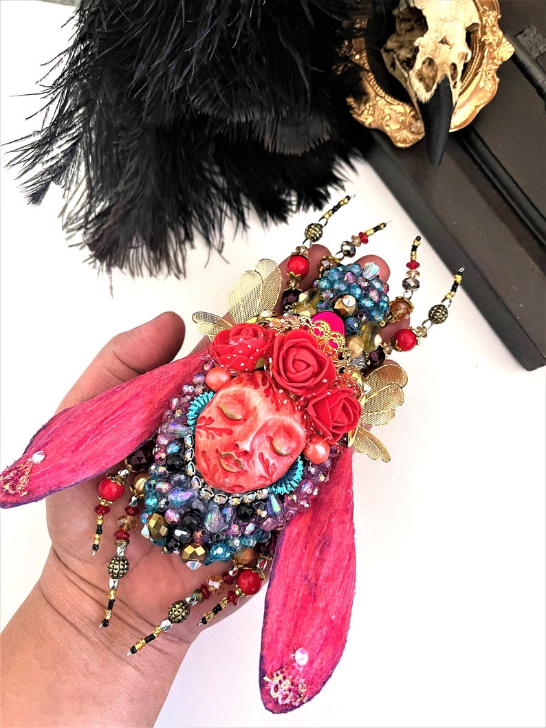 Crimson Red Foliage Goddess Beetle Bug Sculpture Wall Decor - Etsy