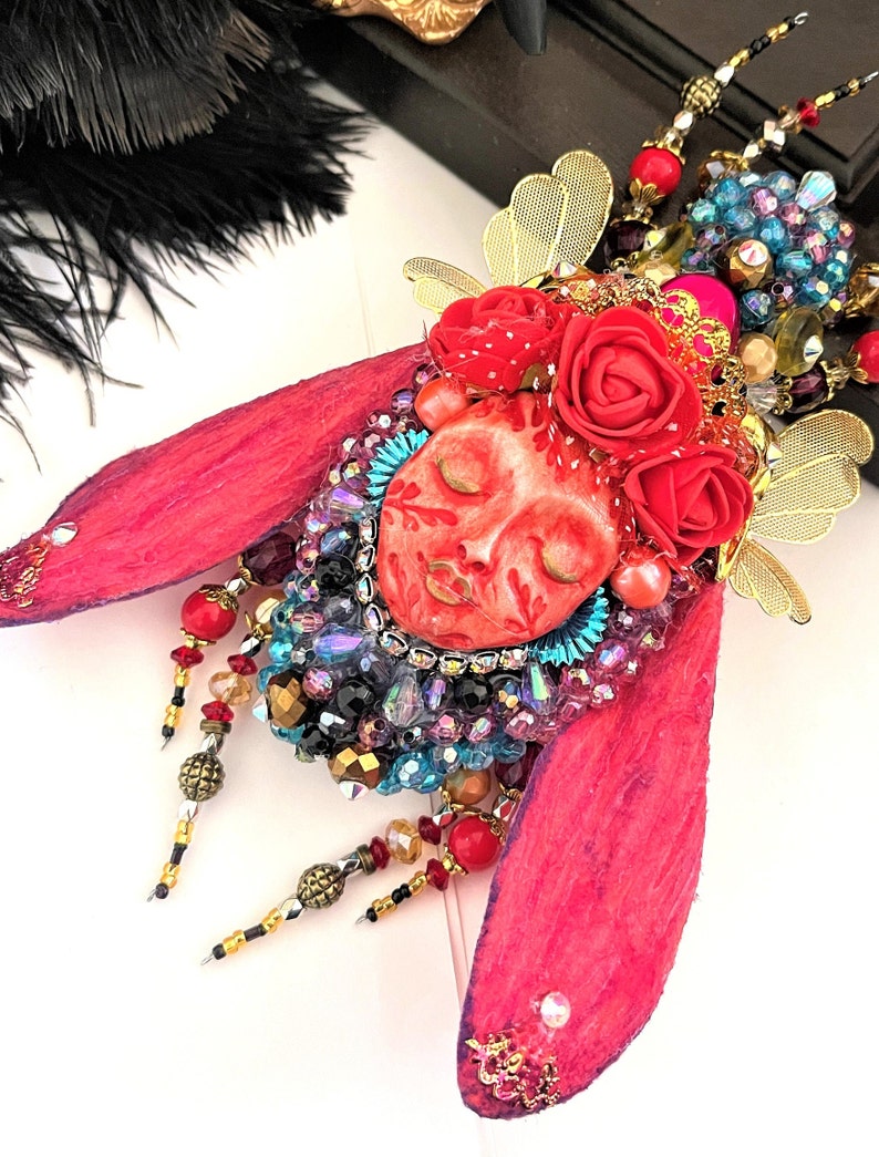 Crimson Red Foliage Goddess Beetle Bug Sculpture Wall Decor - Etsy