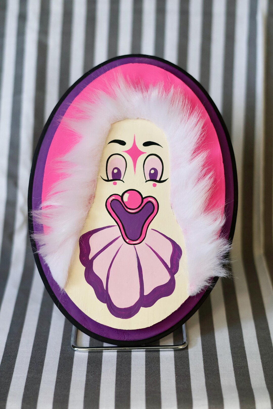Clown Knockdown Carnival Punk Pink & Purple Hand Painted Wood Plaque - Etsy