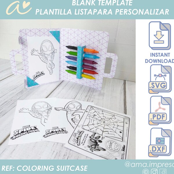 Coloring Suitcase Template - Etsy