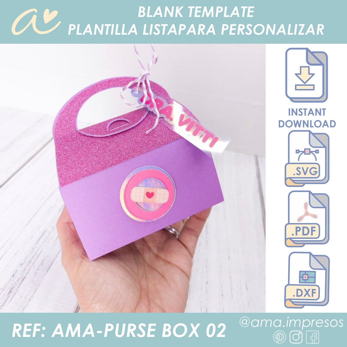 AMA Template Purse Box Template Template Para Cricut Y - Etsy