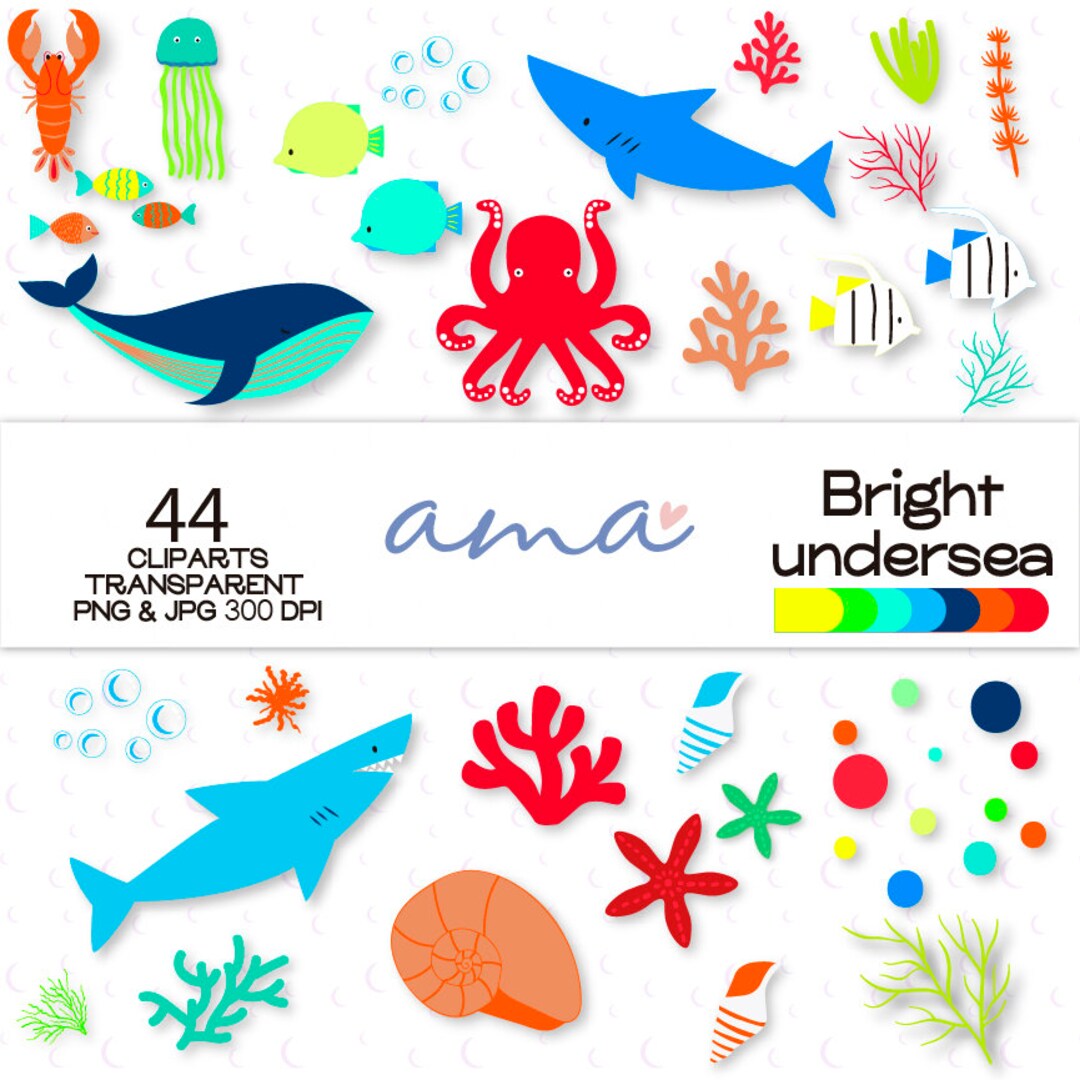 AMA Bright Undersea Cliparts - Bright Colors Sea Pattern -commercial ...