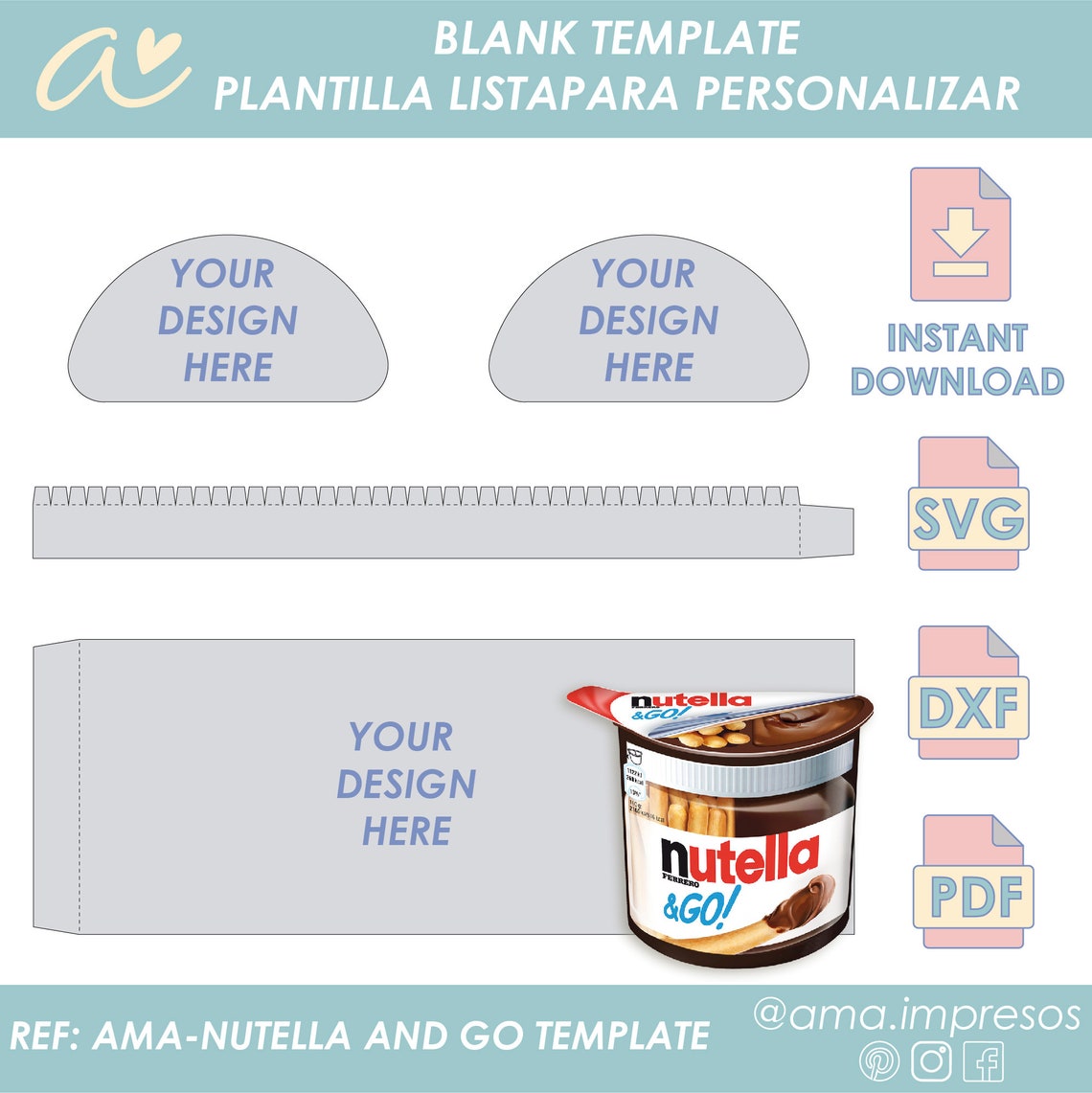 AMA Template for Nutella & Go can AND Template for 25g Mini - Etsy España
