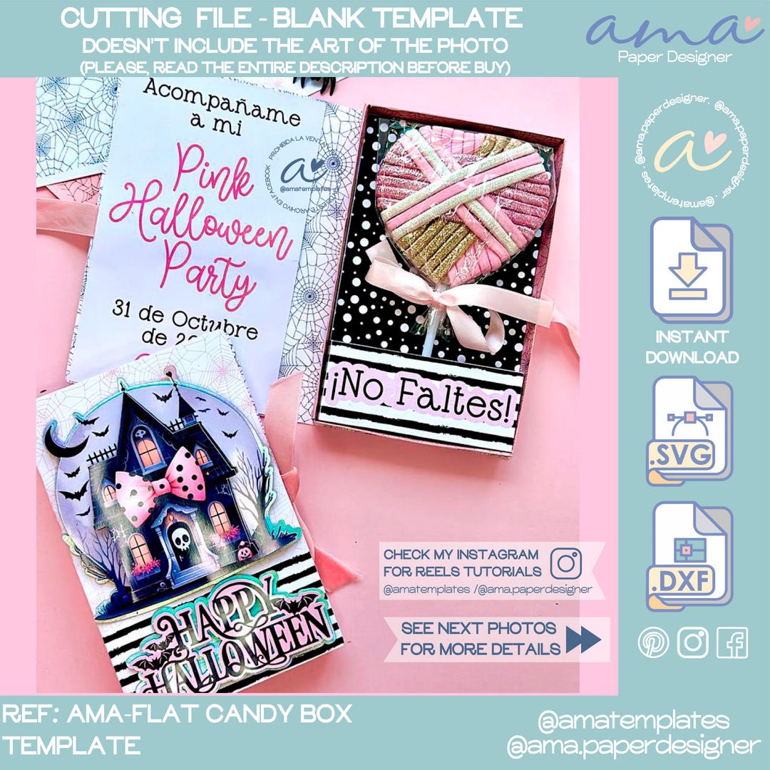 AMA Flat Candy Box Template, Flat Lollipop Box Template, Box for ...