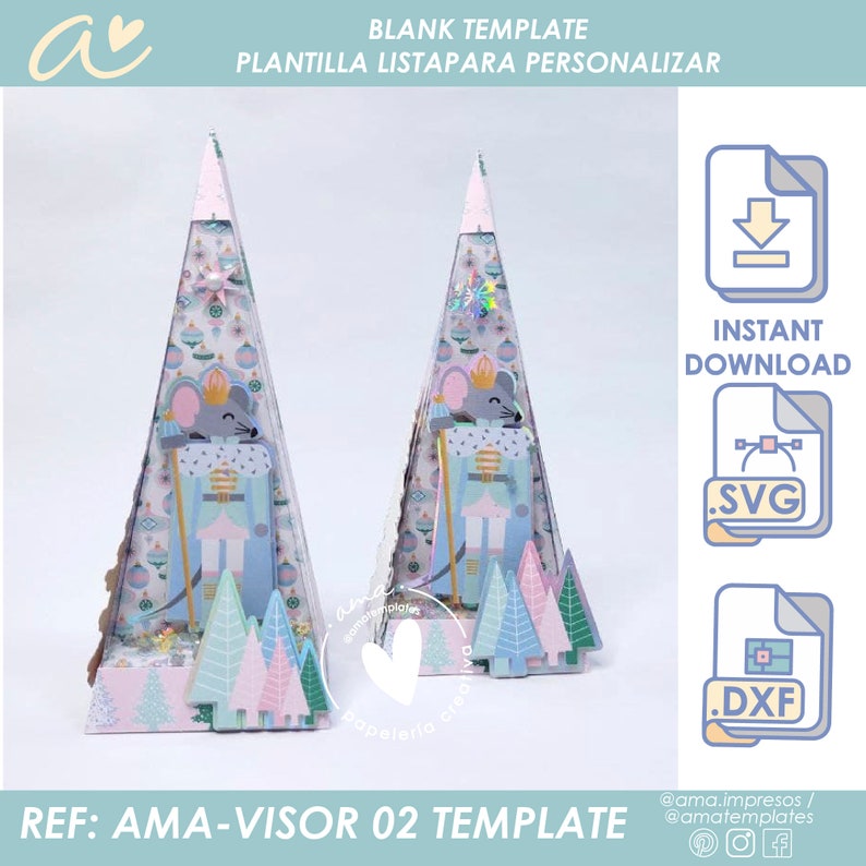 AMA Visor 02 Pyramid Shaker Favor Box Template - Etsy