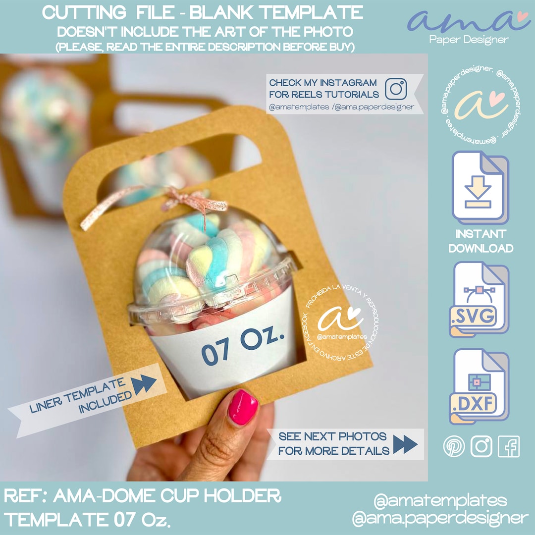 AMA 7 oz Dome Cup Holder SVG Template, Dome Party Favor SVG Template ...