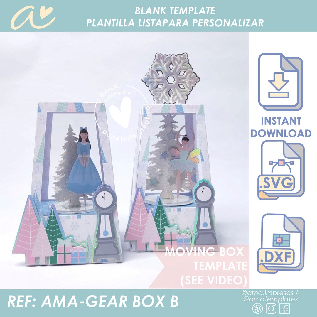 AMA Gear Box B, Interactive Favor Box, Window Box Template - Etsy