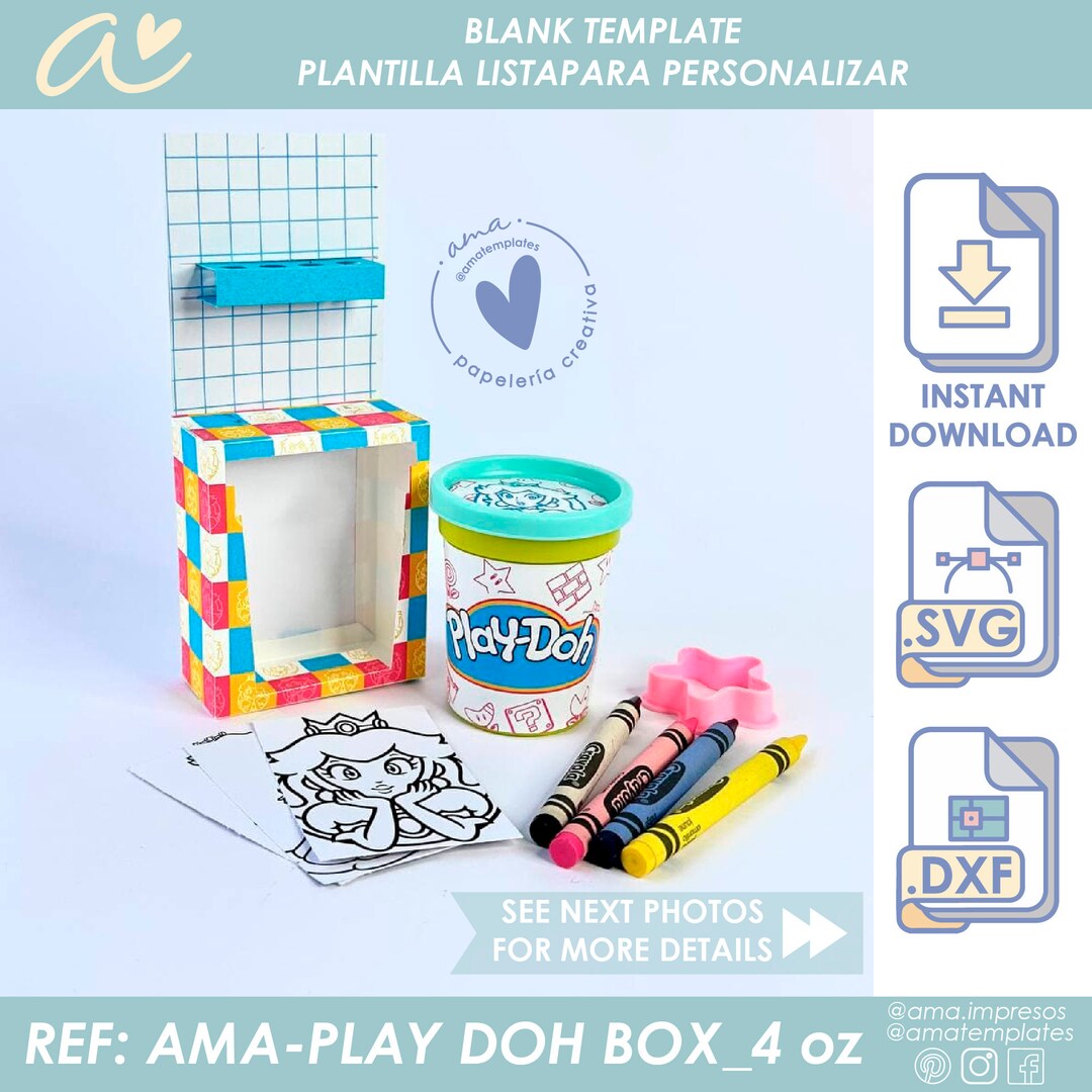 AMA Templates Play Dox 4oz / 112gr Mini Play Doh Box Template for ...