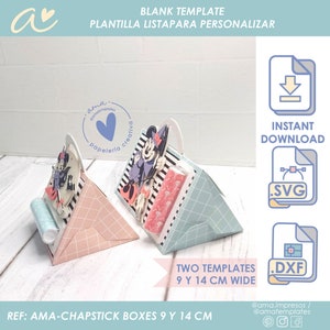 AMA Chapstick Box Template 9 and 14 Cm Template, Lip Balm Box Template ...