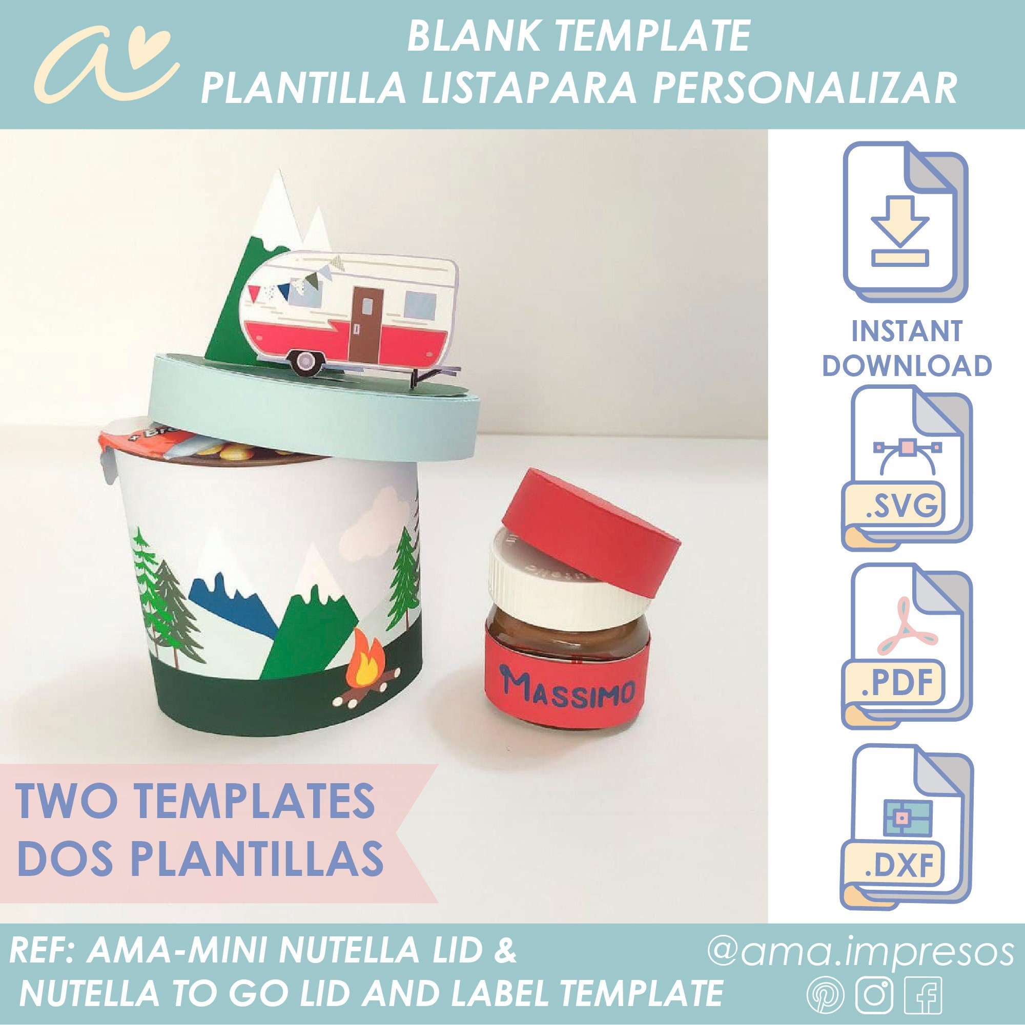AMA Template for Nutella & Go Can AND Template for 25g Mini | Etsy