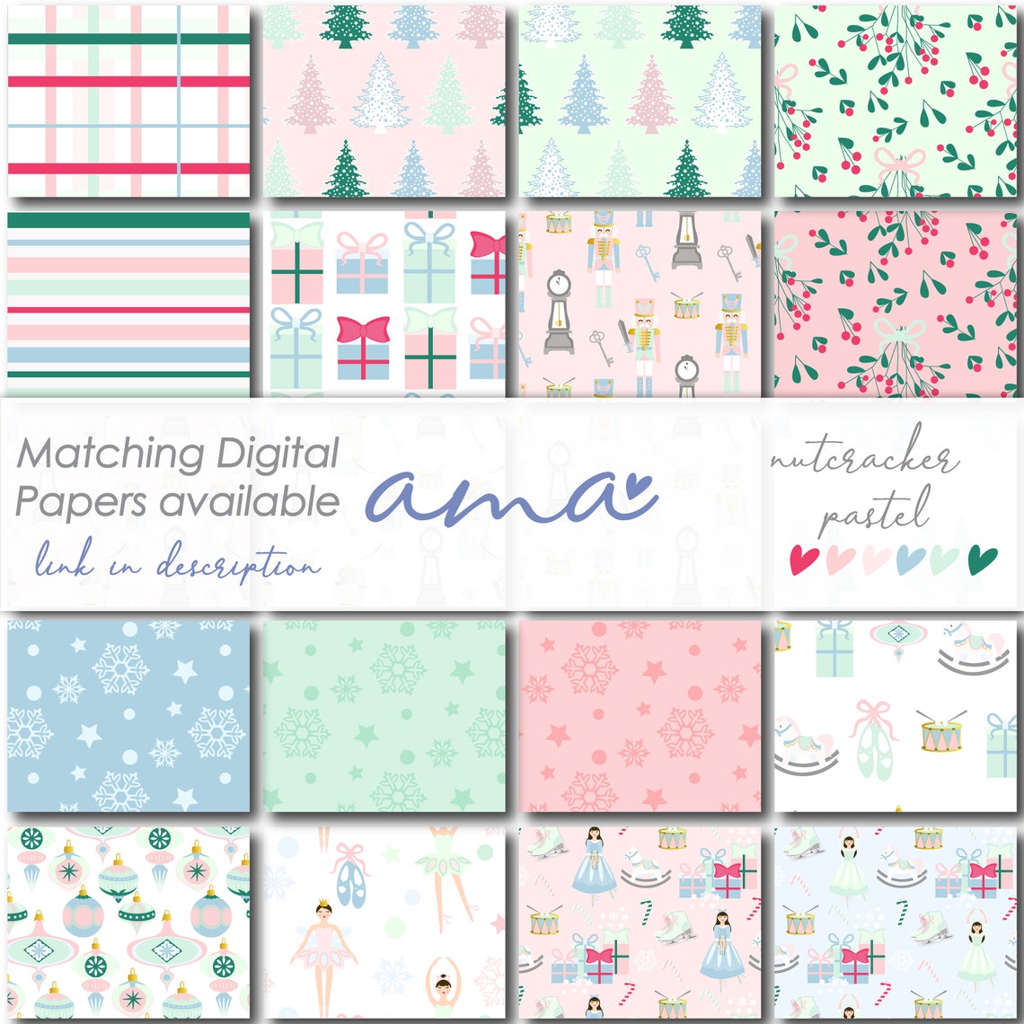 AMA Nutcracker Pink Digital Paper Nutcracker Pink Christmas - Etsy
