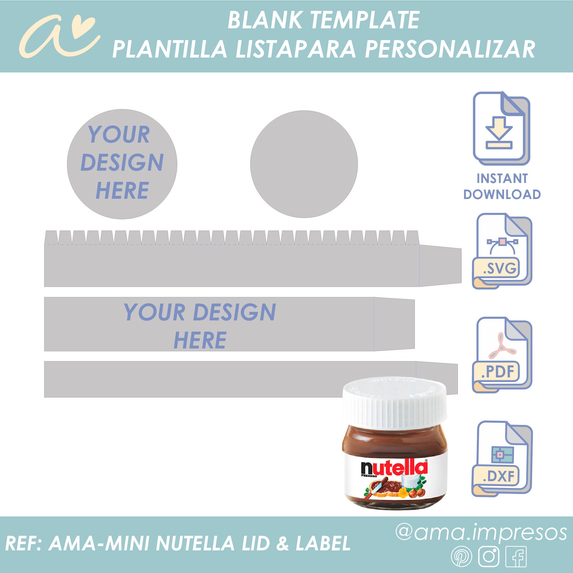 AMA Template for Nutella & Go Can AND Template for 25g Mini | Etsy