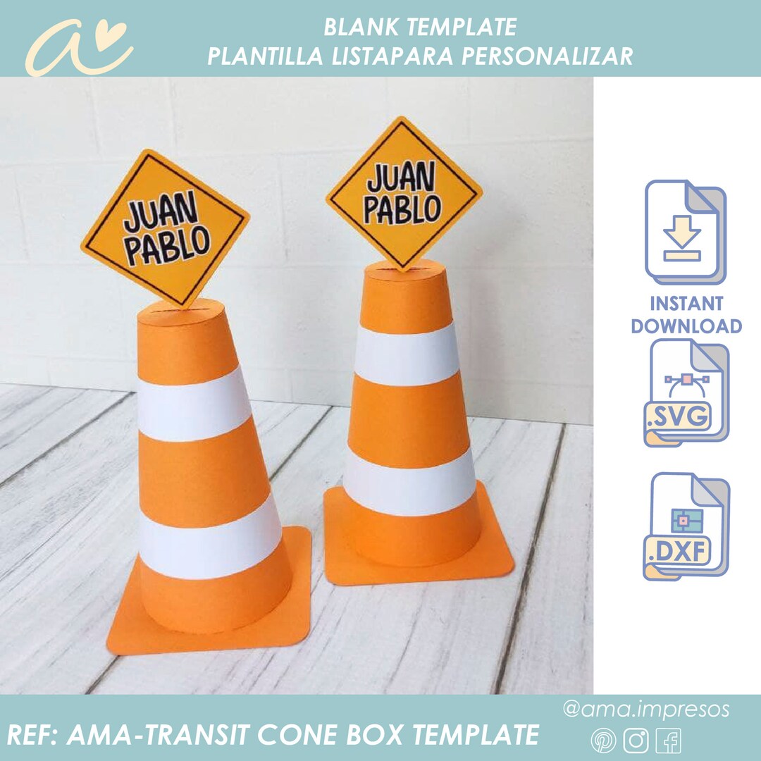 AMA Transit Cone Box Tempate for Kid Parties , Construction Themed ...