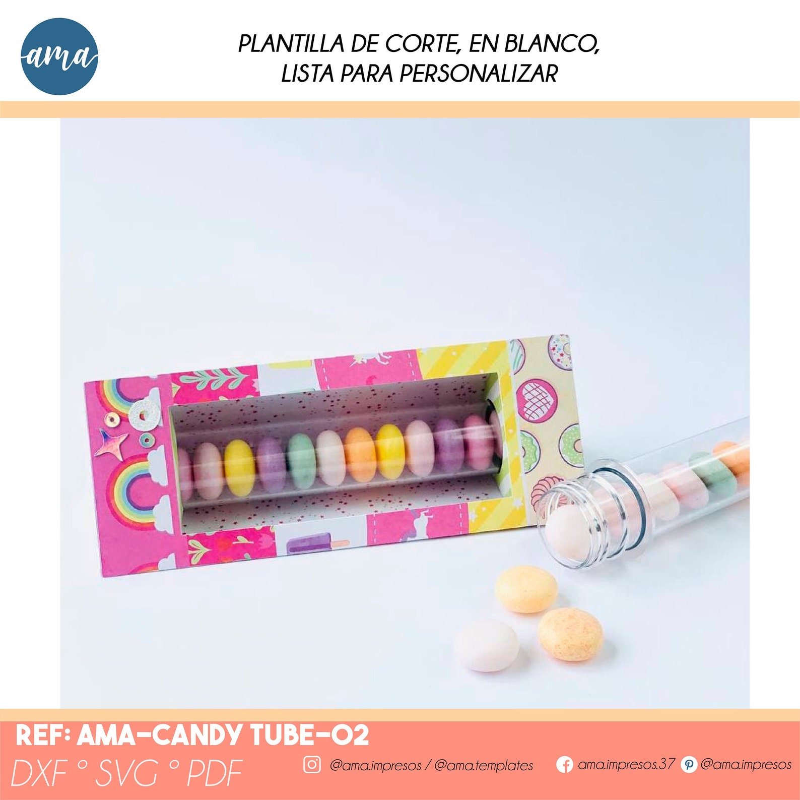 AMA Candy Tube 02 candy tube template tube favor box favor - Etsy España