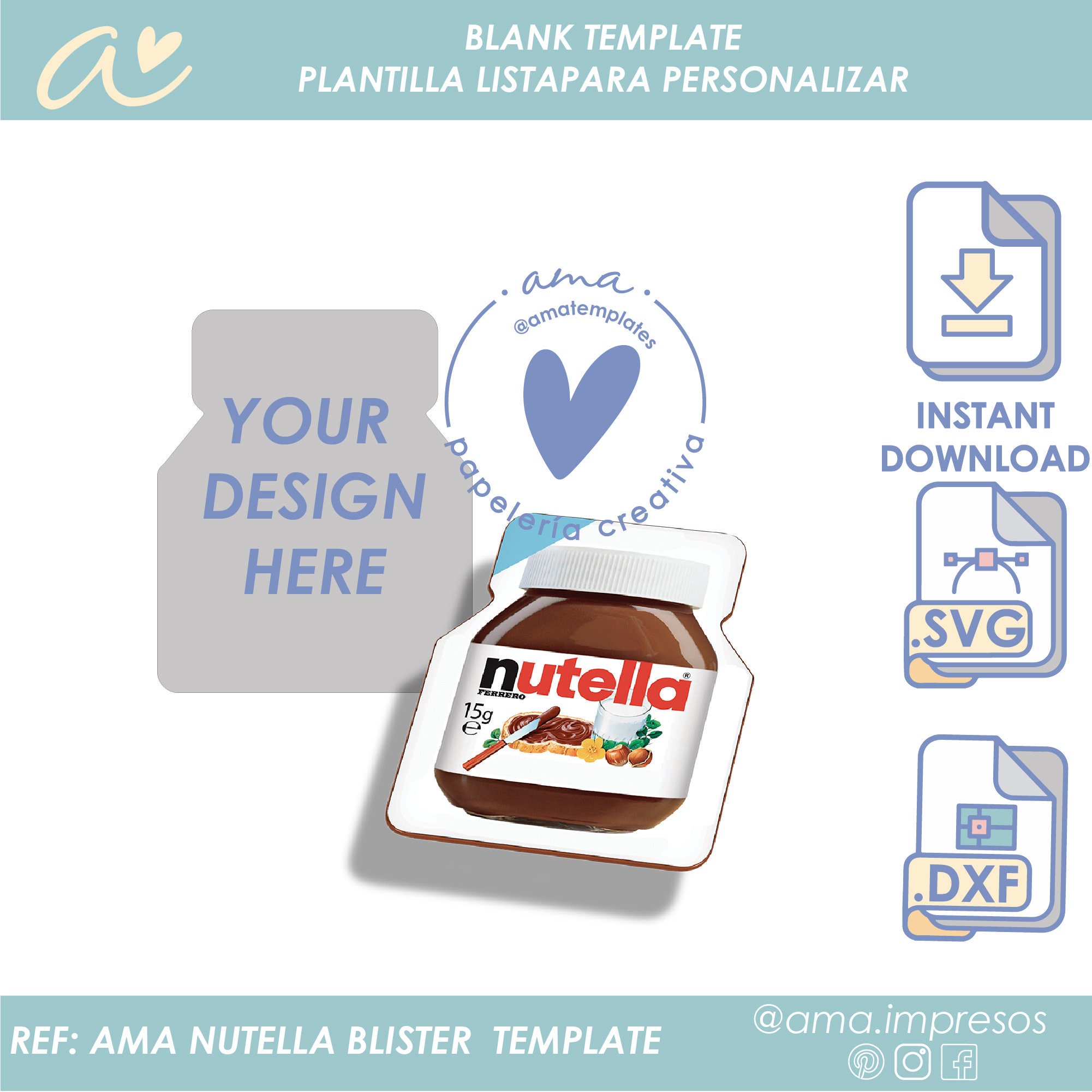 AMA Nutella Blister Templates Nutella 15 Gr Blister Blank - Etsy