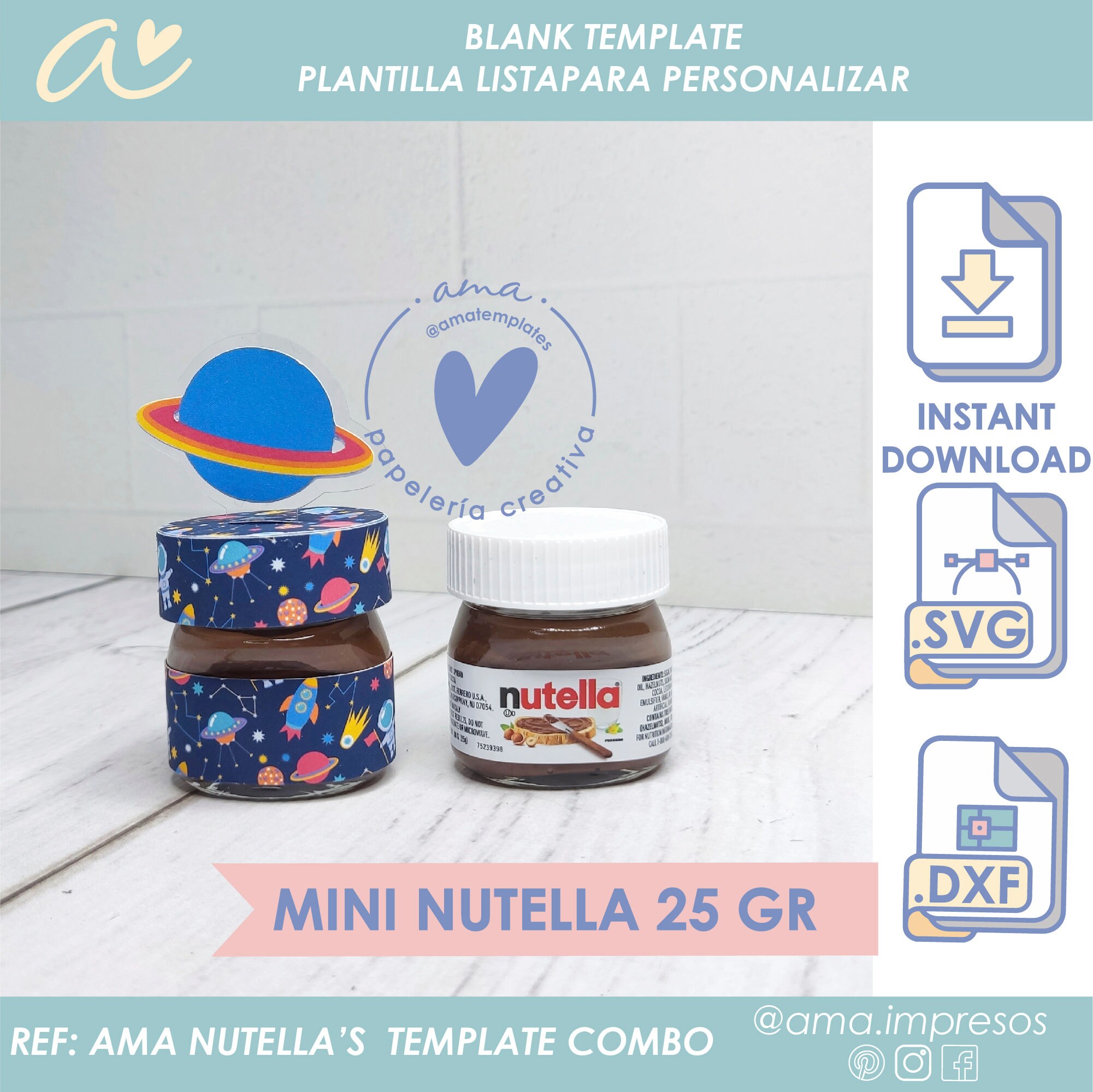 AMA Nutella Templates Combo Includes Mini Nutella 25g - Etsy