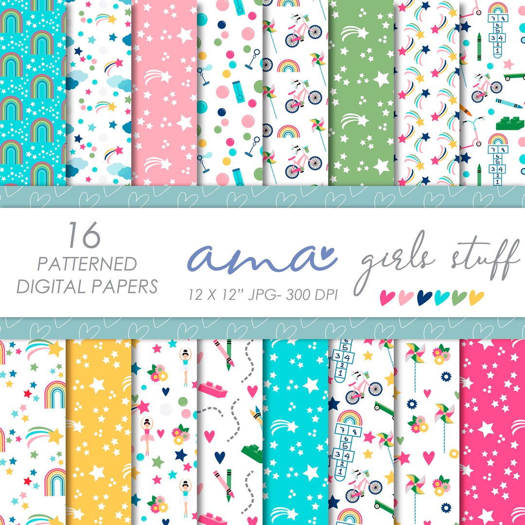 AMA Girls Stuff Digital Scrapbooking Paper Pack - Boy Toy Papers ...
