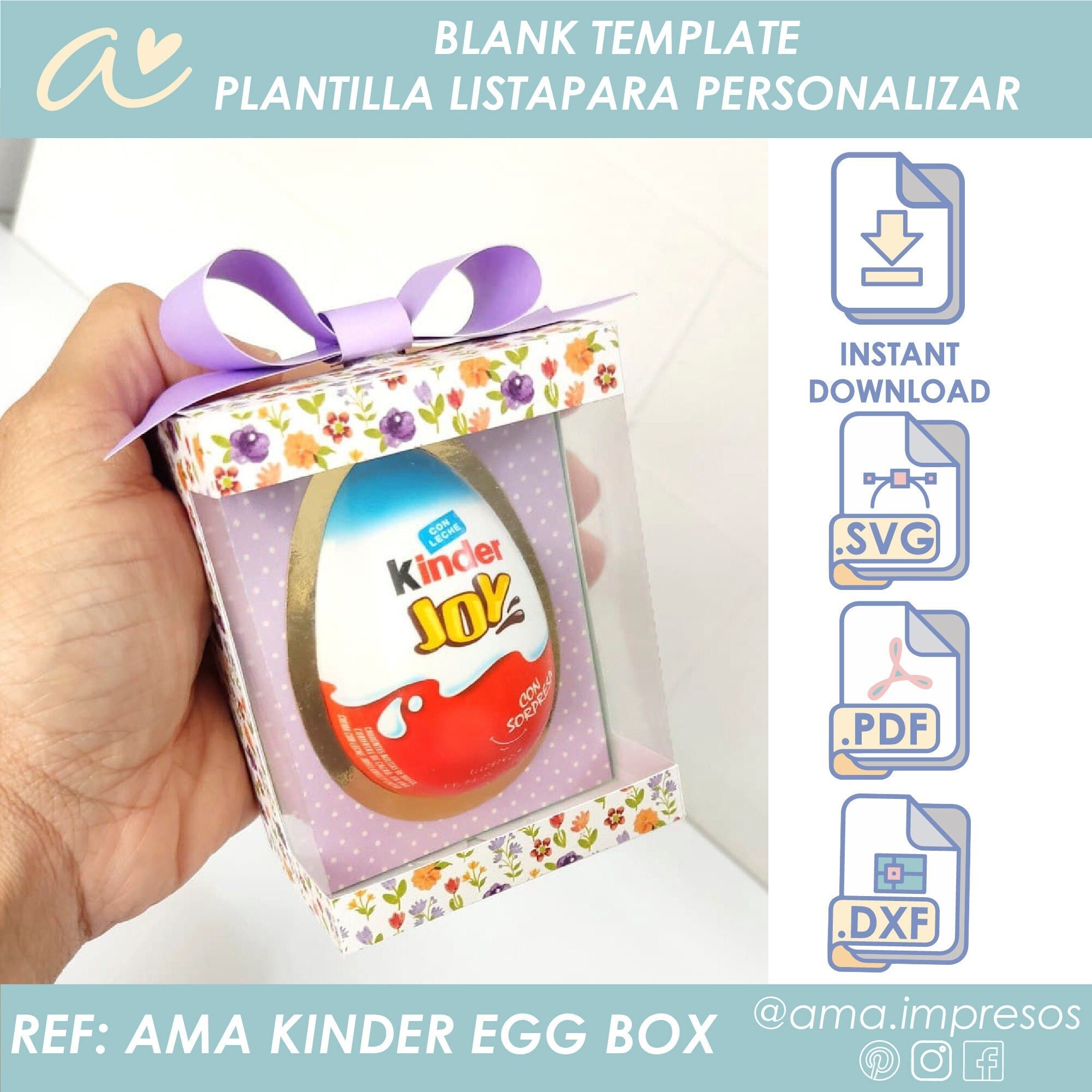 AMA Kinder Egg box template chocolate egg box template for - Etsy España