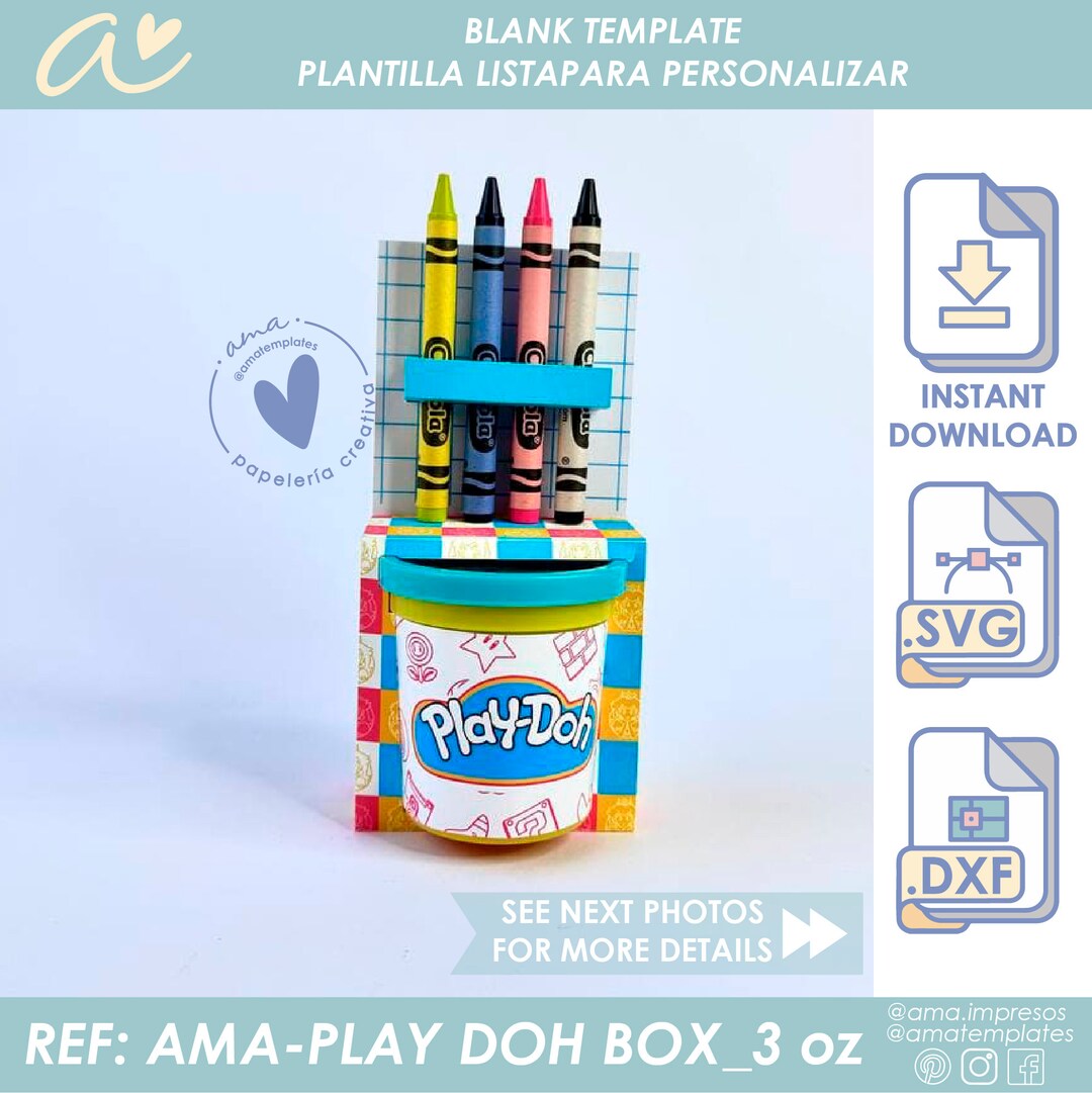 AMA Templates Play Dox 3oz / 84gr Mini Play Doh Box Template for Cricut ...