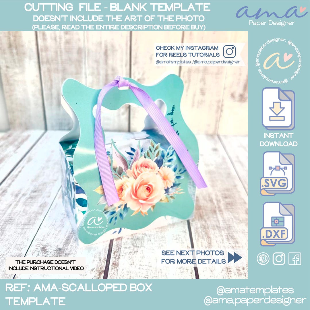 AMA Scalloped Favor Box SVG , Flower Pattern Paper Gift Boxes for ...