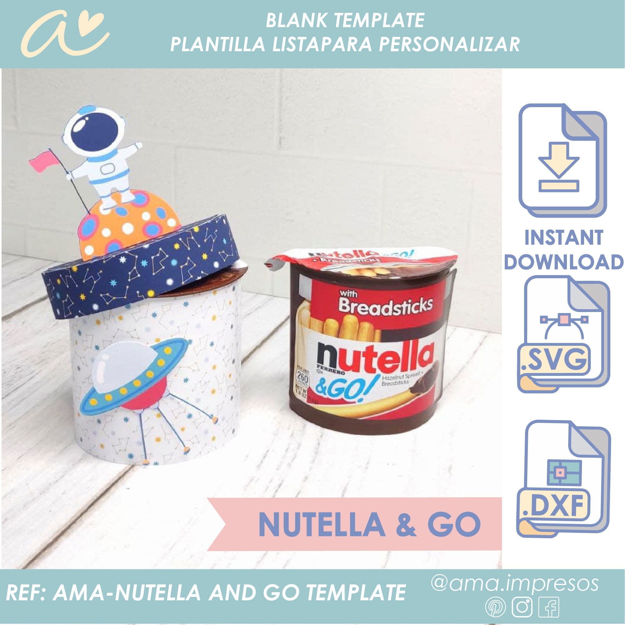 AMA Nutella & Go Lid and Label Template Read full - Etsy España