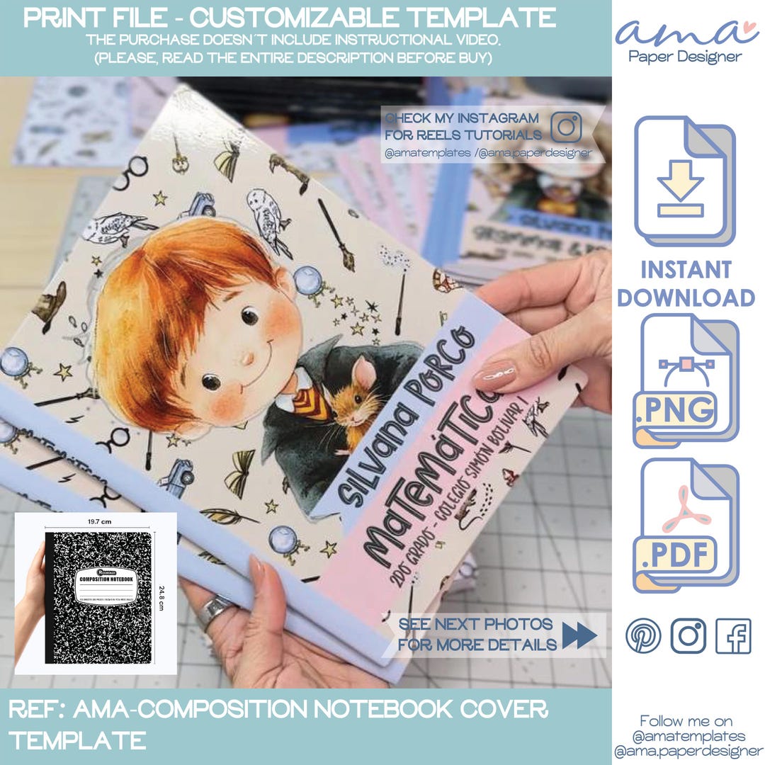 AMA Composition Notebook Cover Template- Composition Book Cover ...