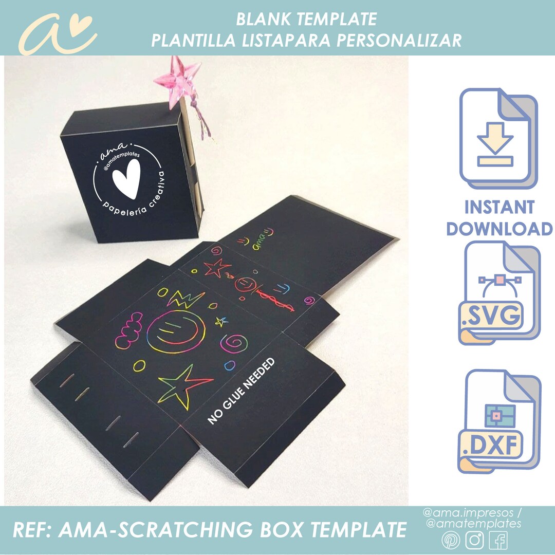 AMA Scratching Box Template , Coloring Box for Kids, Fun Party Favor ...