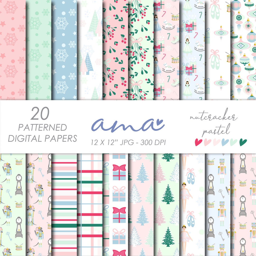 AMA Nutcracker Pink Digital Paper, Nutcracker Pink Christmas Paper ...