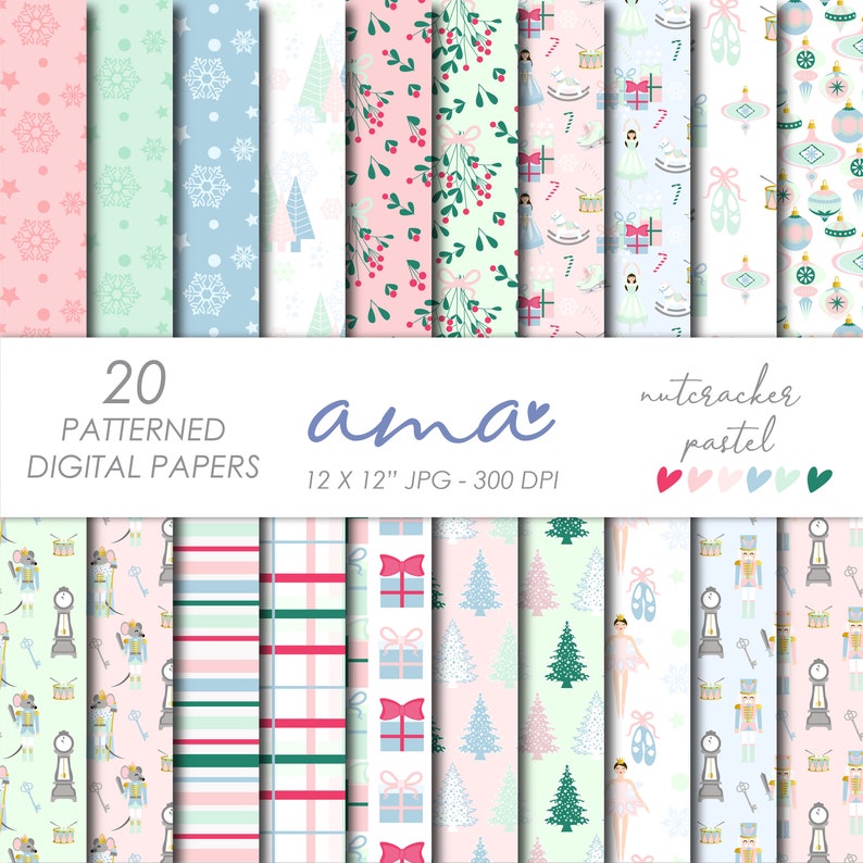 AMA Nutcracker Pink Digital Paper Nutcracker Pink Christmas - Etsy