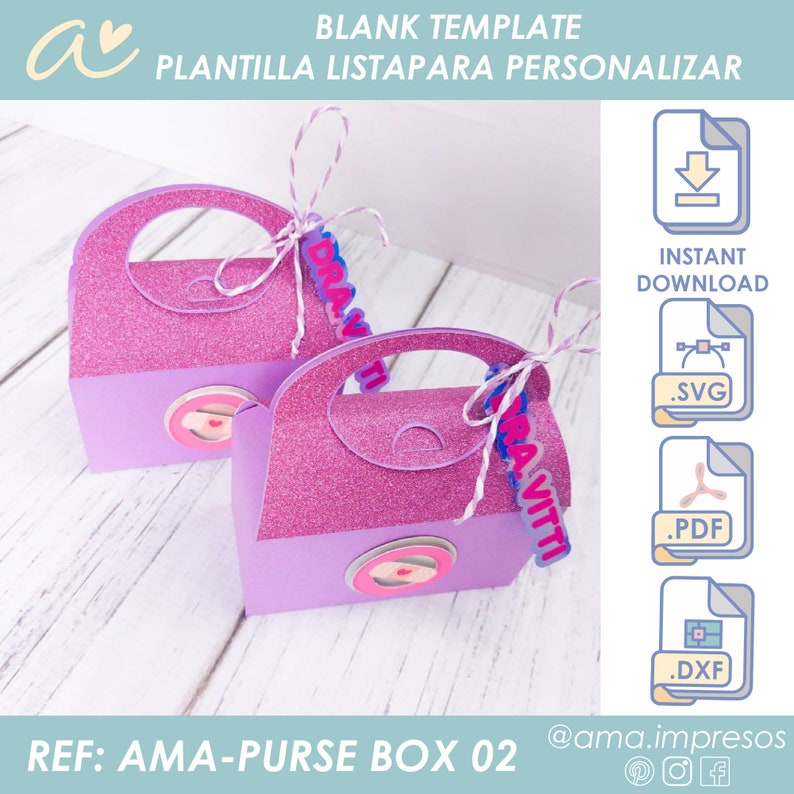 AMA Template Purse Box Template Template Para Cricut Y - Etsy
