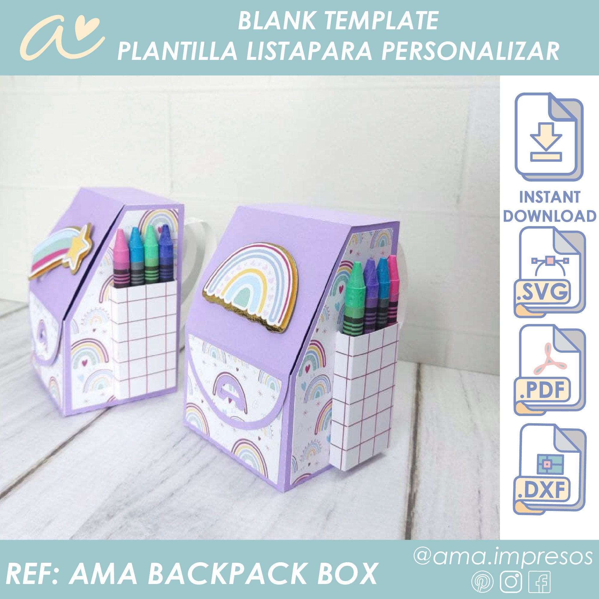 AMA Backpack Box With Wax Crayon Insert Box With Crayola - Etsy