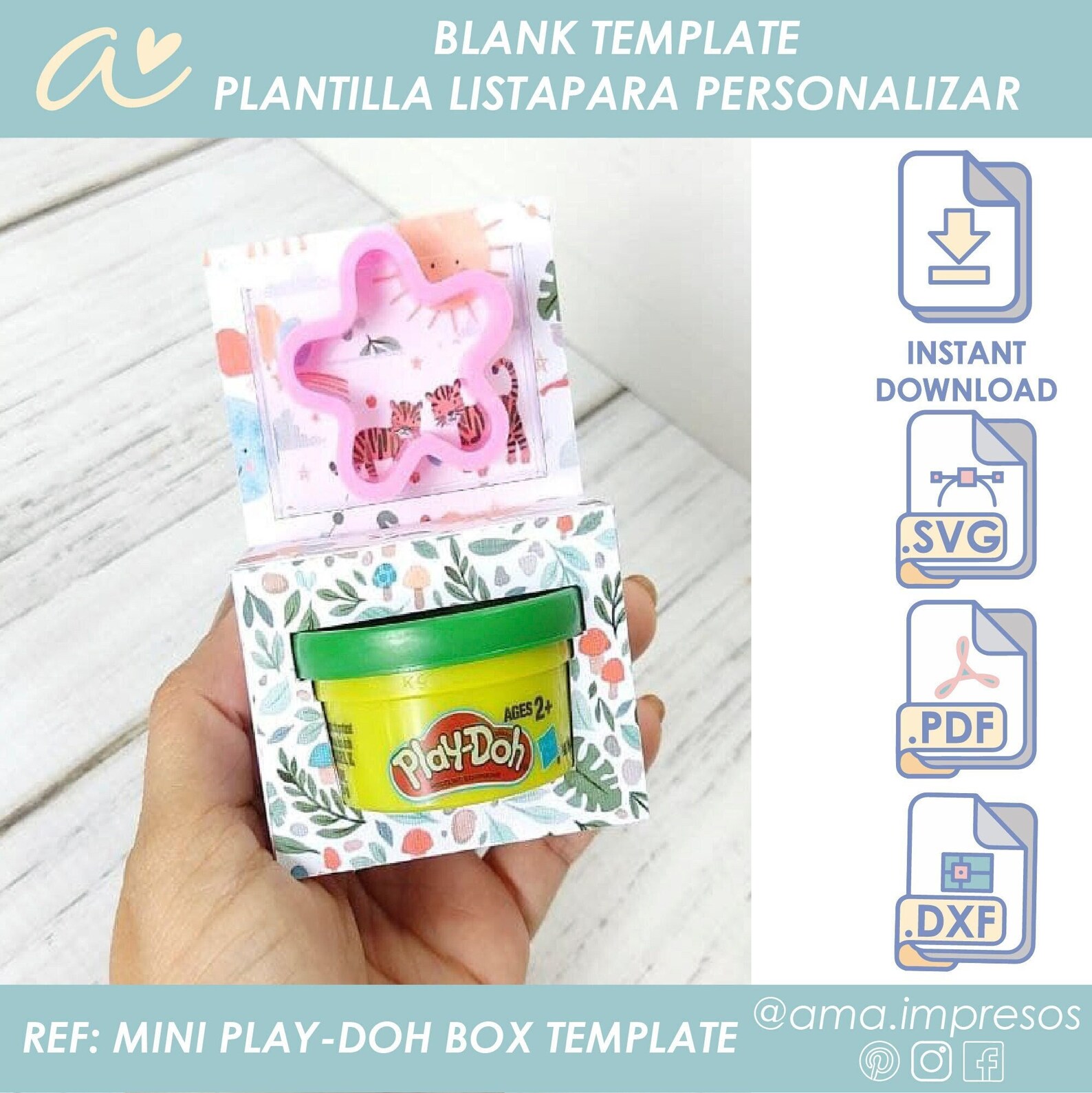 AMA Template Mini Play-Doh 1oz / 28gr Mini Play Doh box - Etsy España