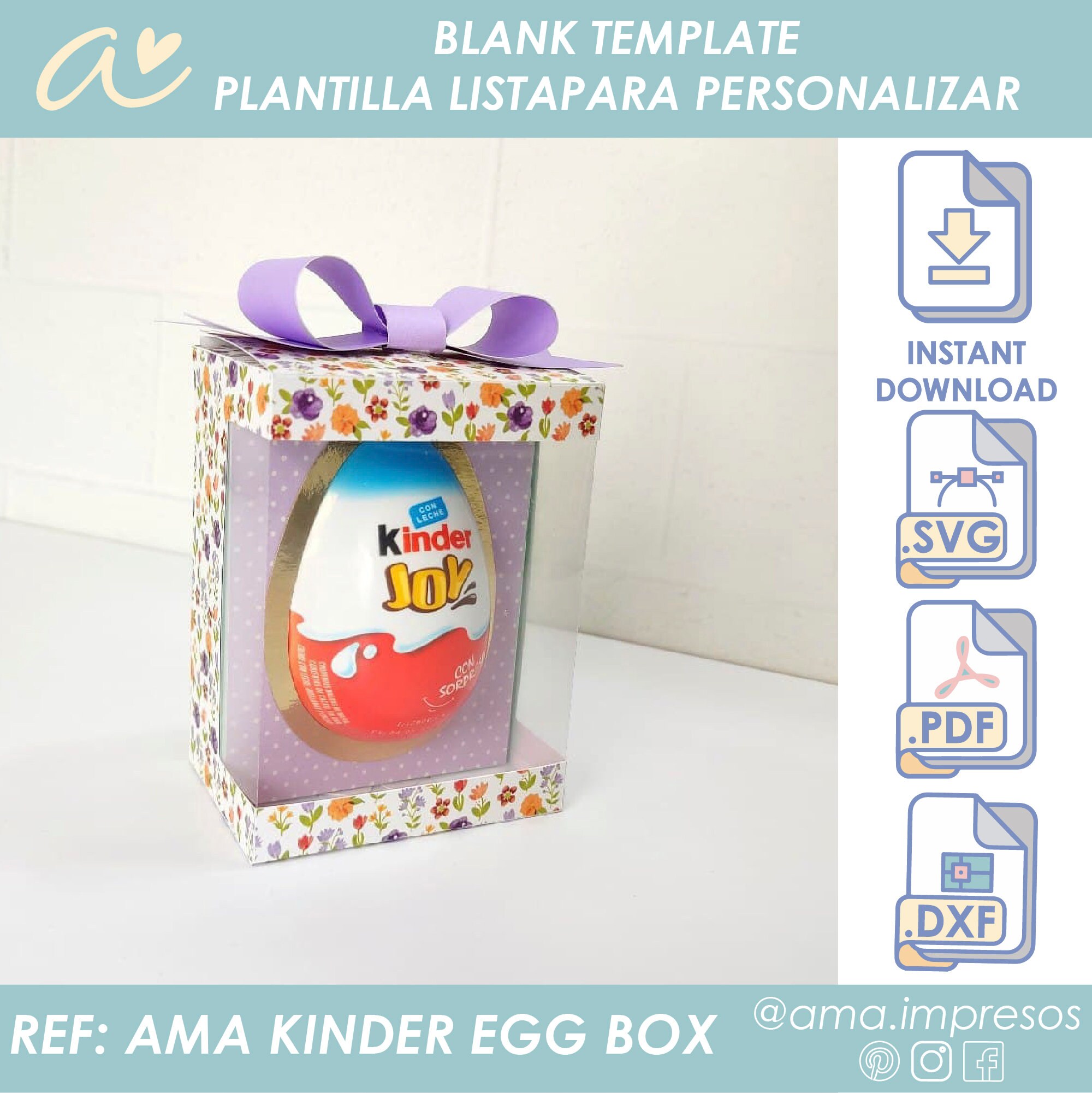 AMA Kinder Egg Box Template Chocolate Egg Box Template for | Etsy