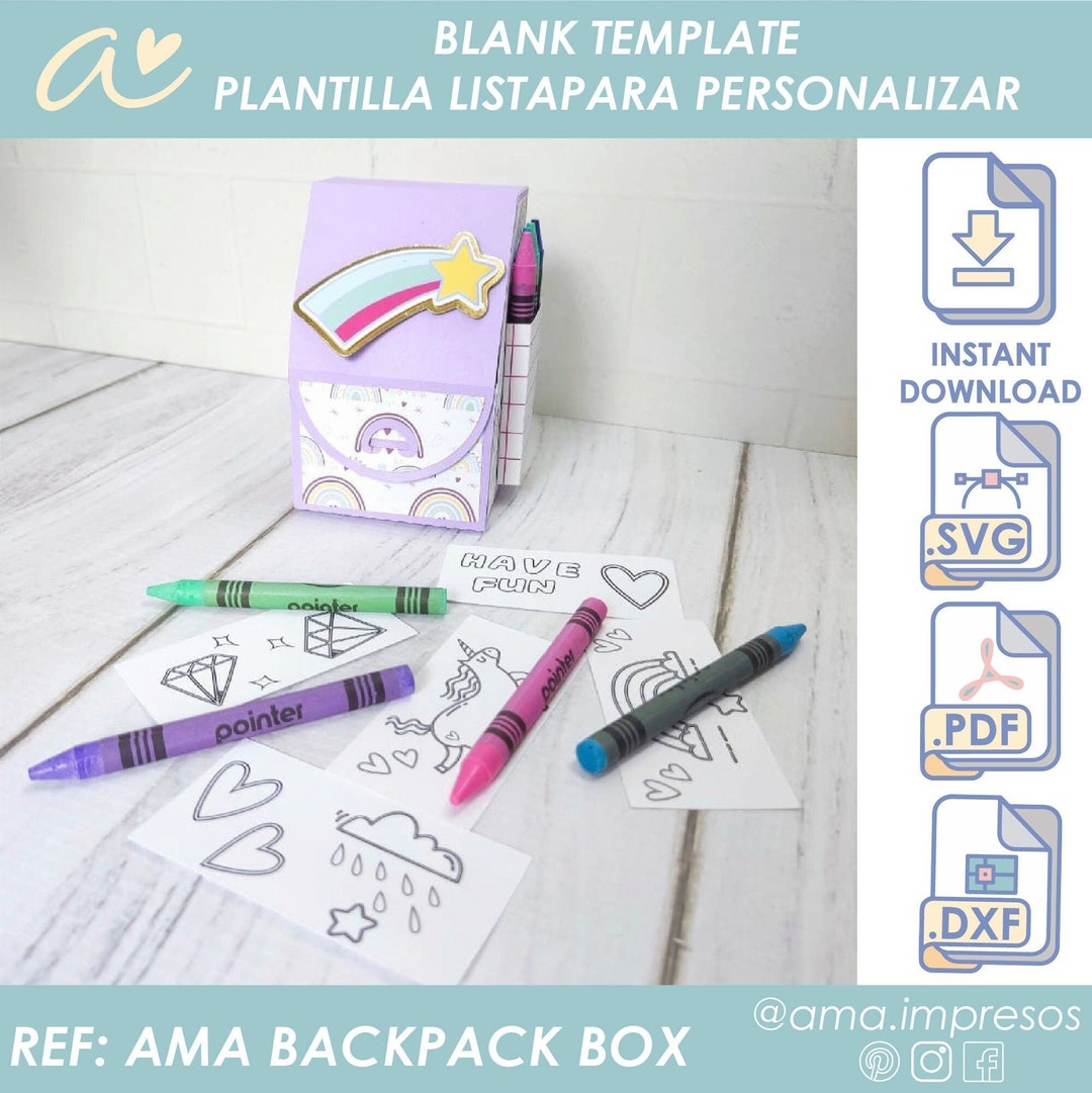 AMA Backpack Box With Wax Crayon Insert, Box With Crayola Holder ...