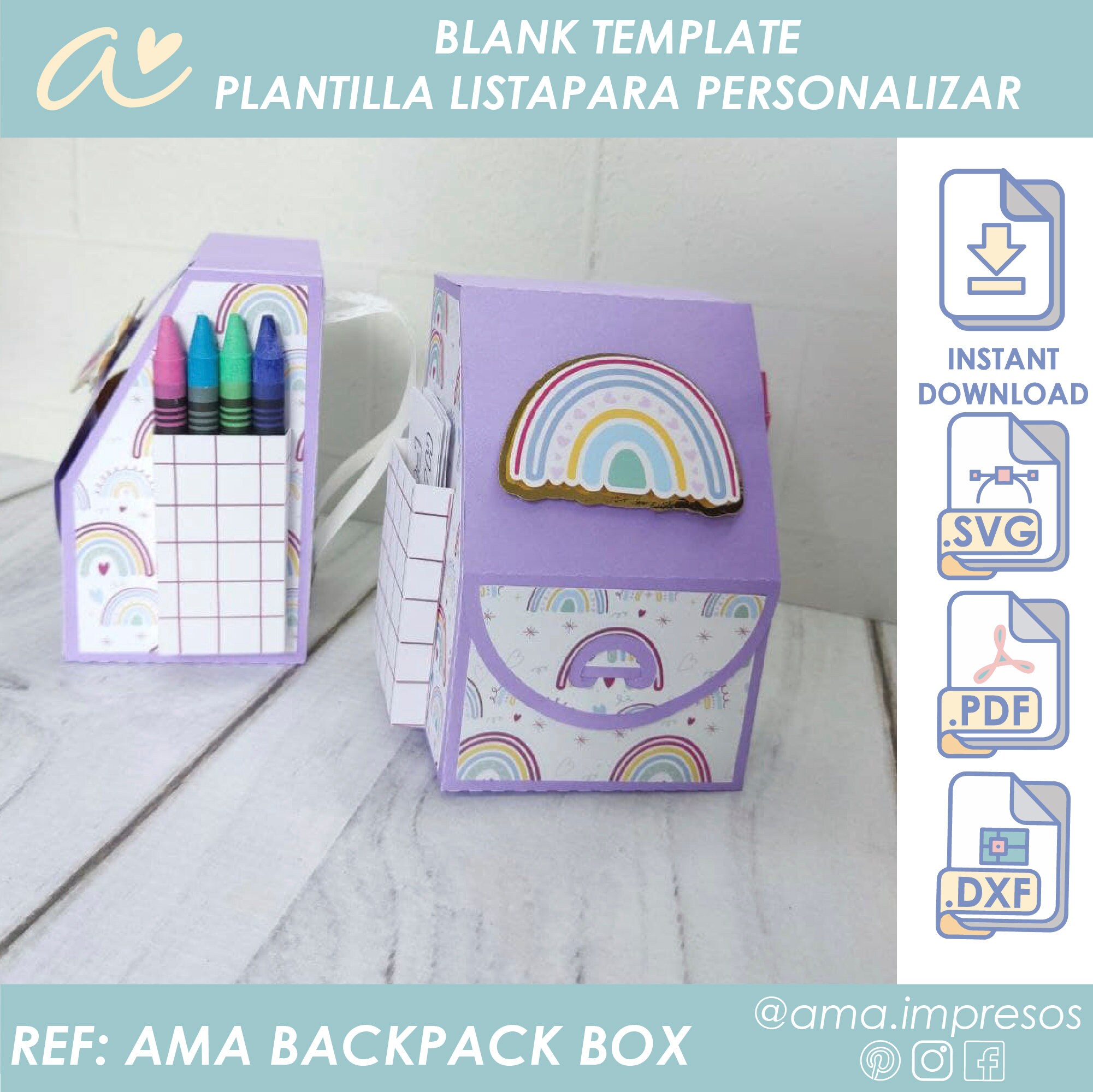 AMA Backpack Box With Wax Crayon Insert Box With Crayola - Etsy