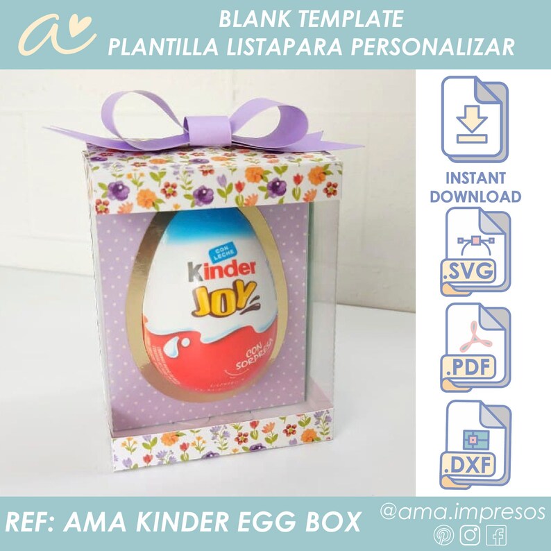 AMA Kinder Egg box template chocolate egg box template for - Etsy España