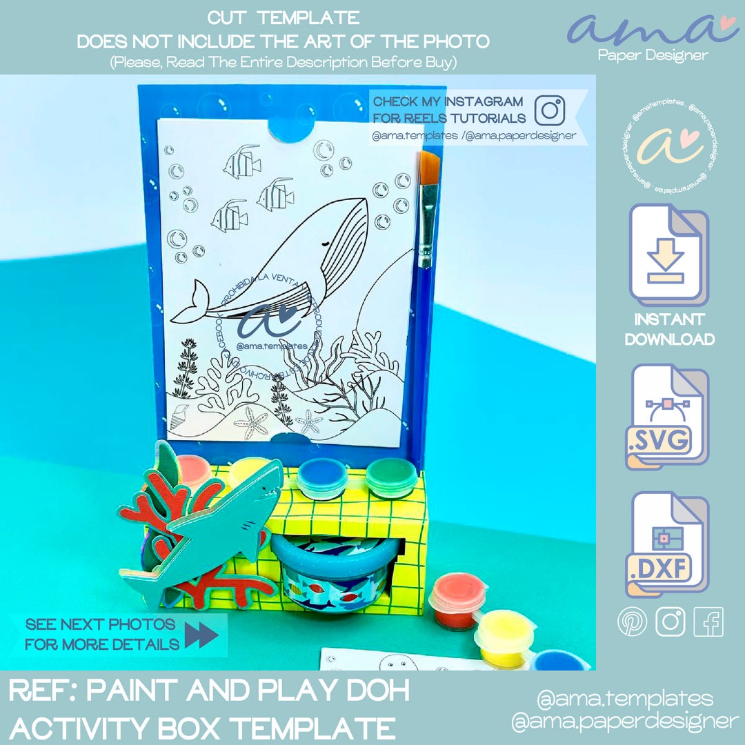 AMA Paint and Play Doh Activity Box Template, SVG and DXF Template for ...