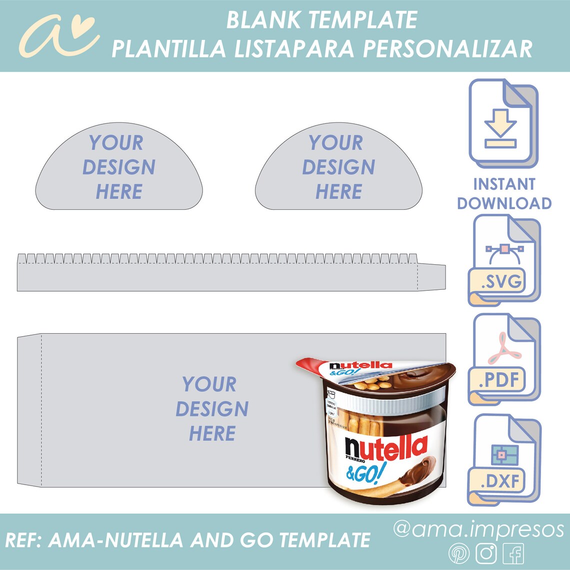 AMA Nutella & Go Lid and Label Template Read full - Etsy España
