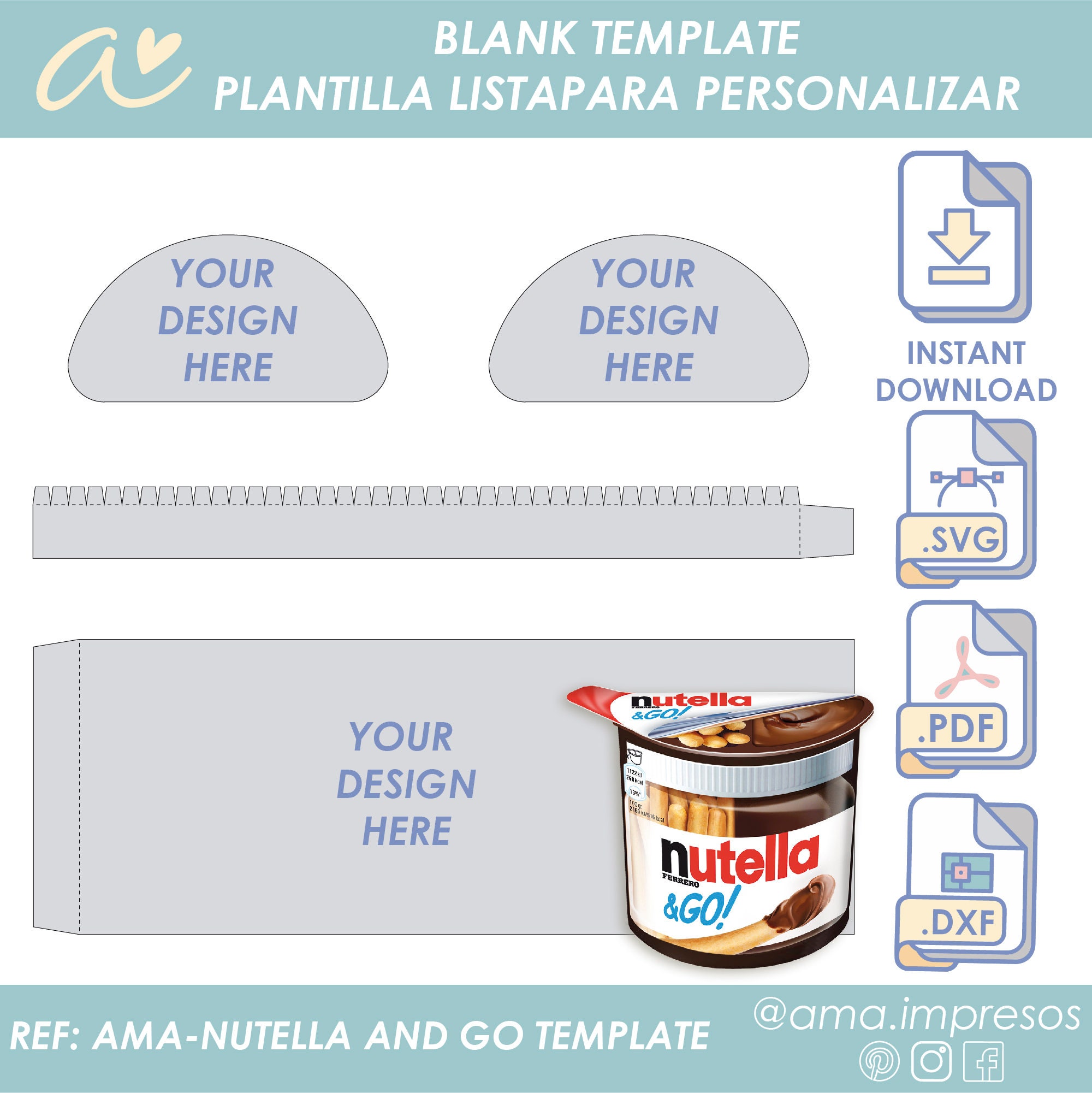 AMA Nutella & Go Lid and Label Template Read full - Etsy España