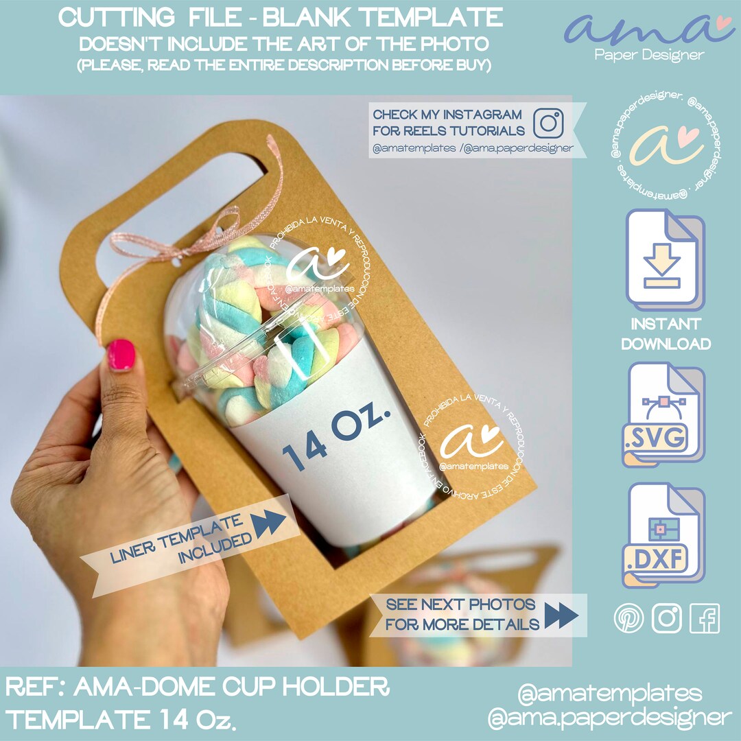 AMA 14 Oz Dome Cup Holder SVG Template, Dome Party Favor SVG Template ...