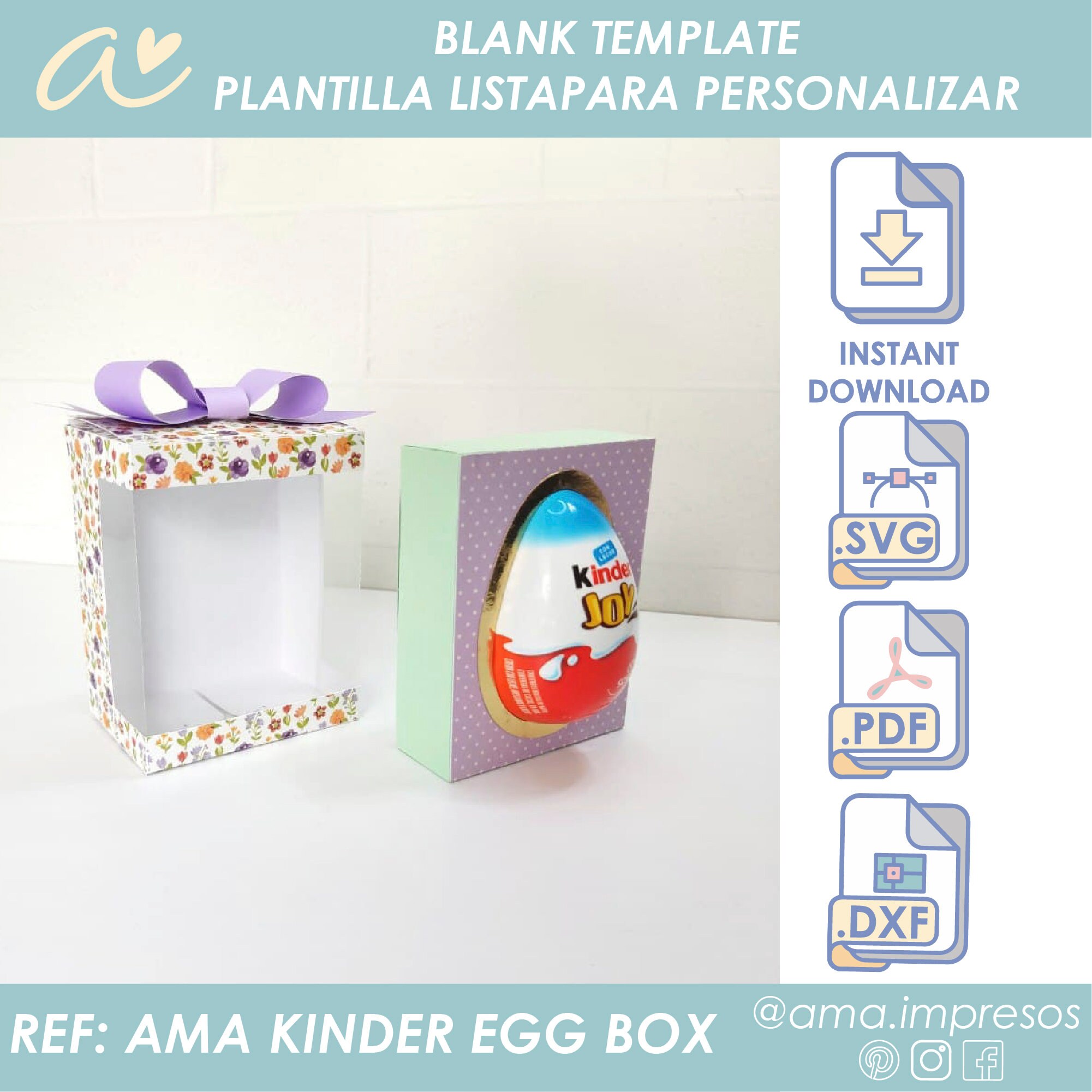 AMA Kinder Egg box template chocolate egg box template for - Etsy España