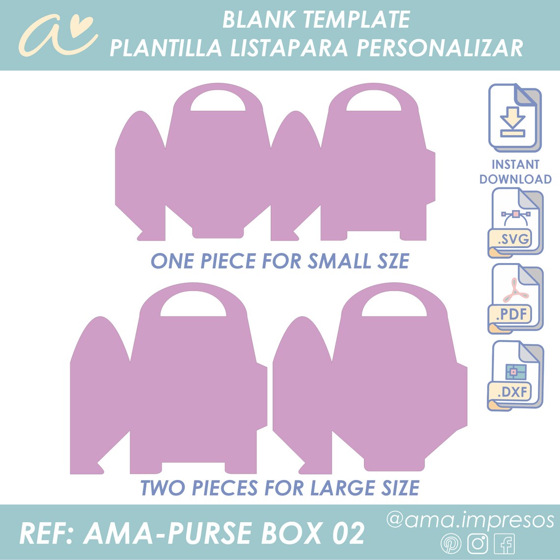 AMA Template Purse Box Template Template Para Cricut Y - Etsy