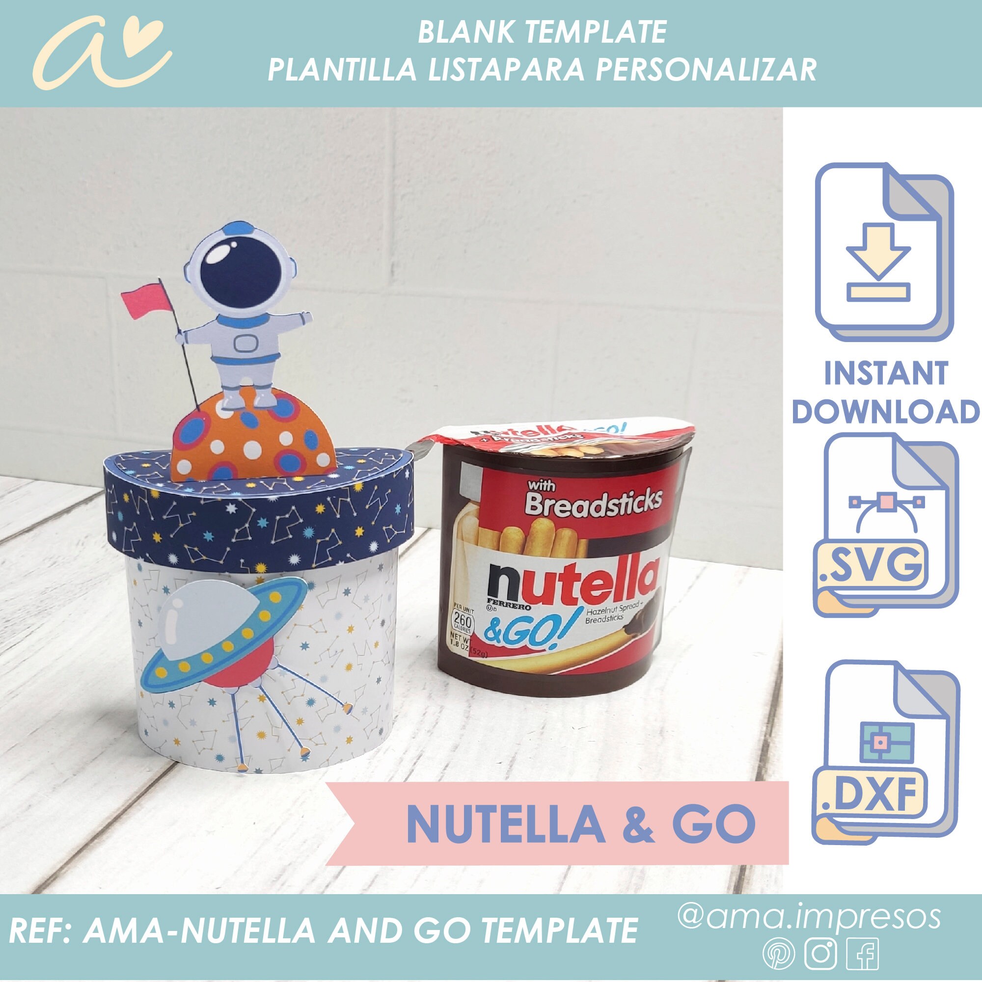 AMA Nutella & Go Lid and Label Template Read full - Etsy España