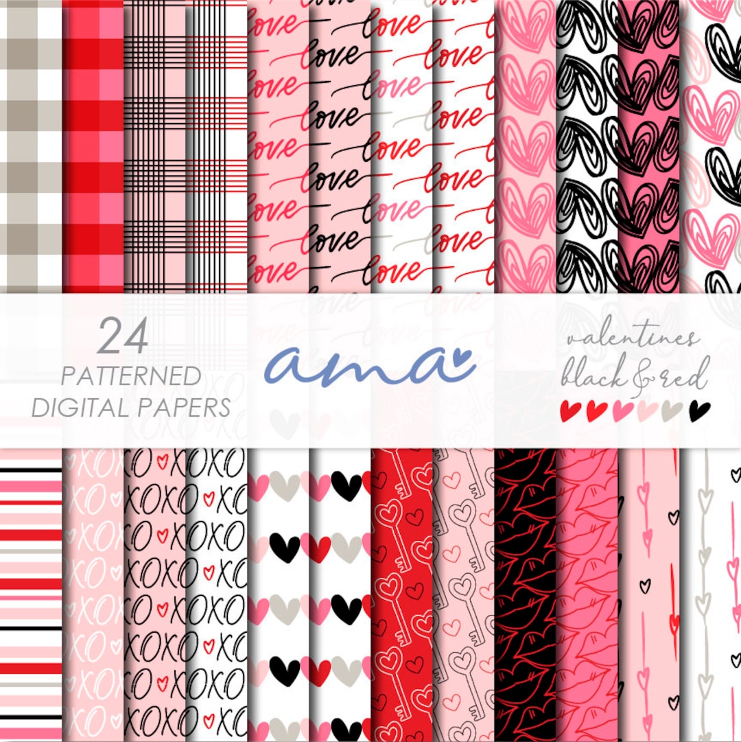 AMA Valentines Digital Paper, Love Digital Papers- Commercial Use - Etsy